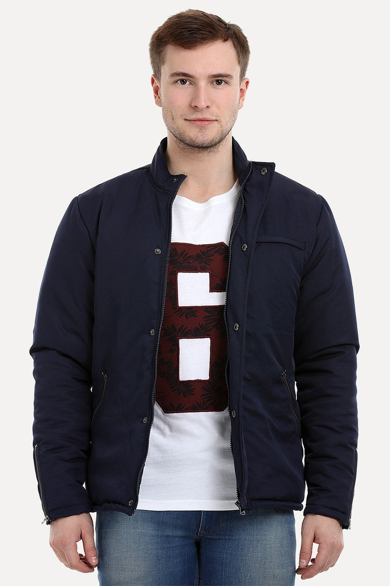 Buy Online Men's Navy Padded Winter Zipper Jacket for Men at Zobello
