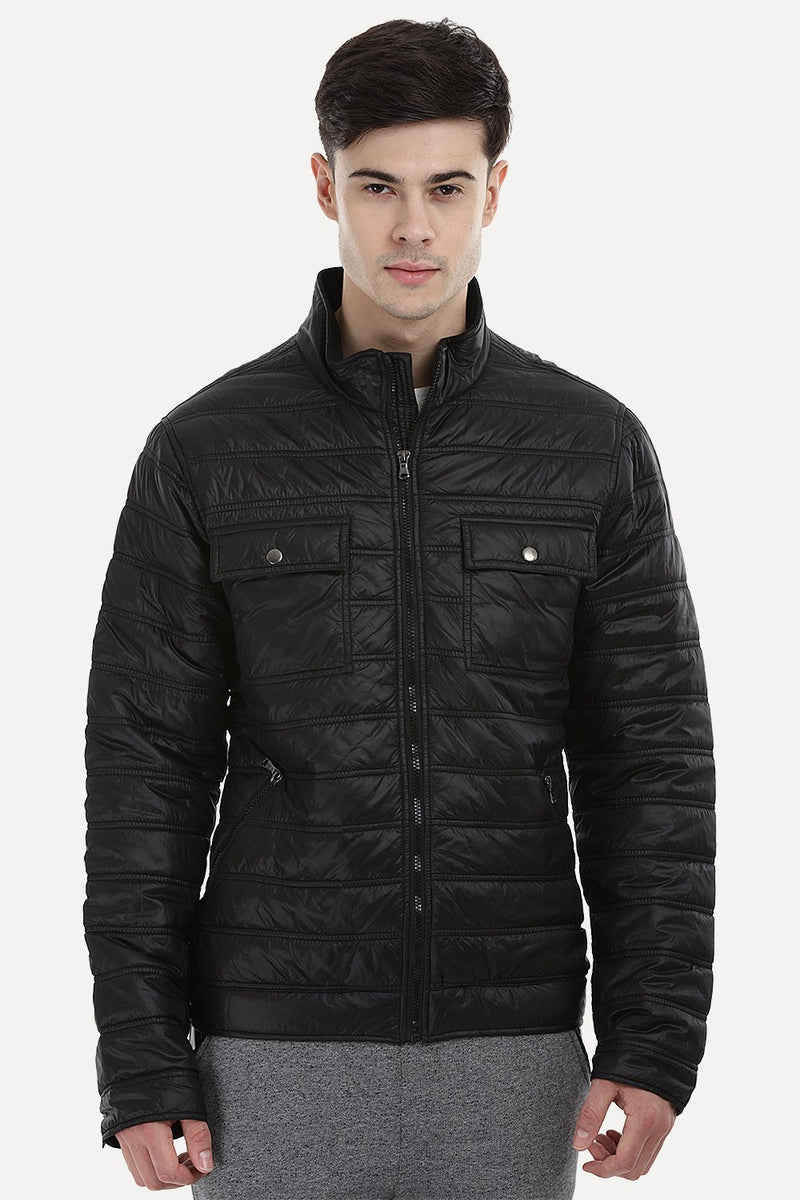 Buy Online Black Full Zipper Padded Jacket for Men - Zobello