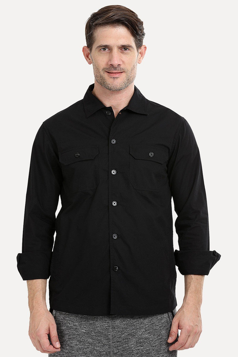 Buy Online Men's Buttoned Jet Black Shacket for Men at Zobello