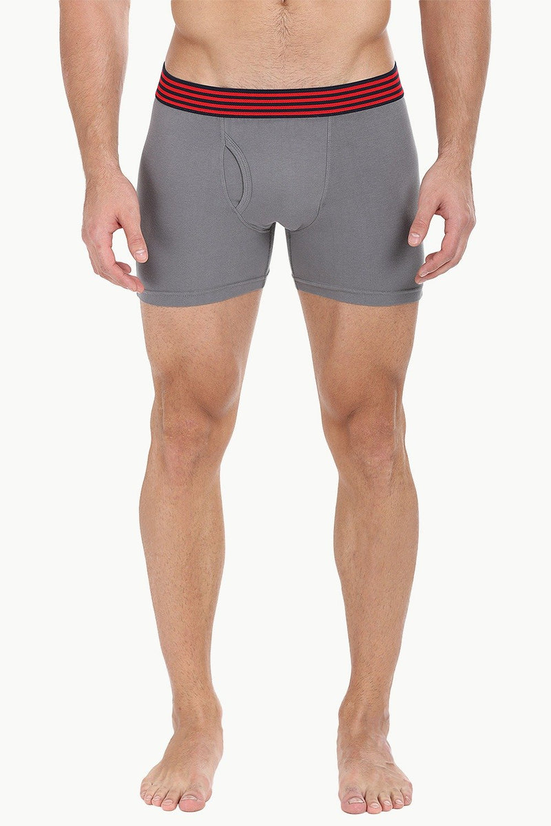 Buy Online Solid Grey Side Fly Boxer Briefs for Men Online at Zobello